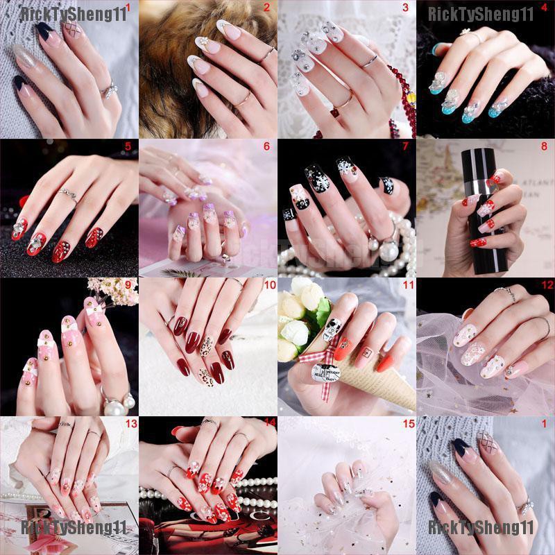 [cod]rts 24 Pcs Set Nail Tips Acrylic Short Full False French Nail Art