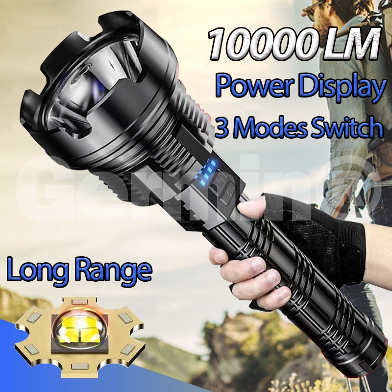 High Power Strong Light Flashlight with high lumens Outdoor Torch LED ...