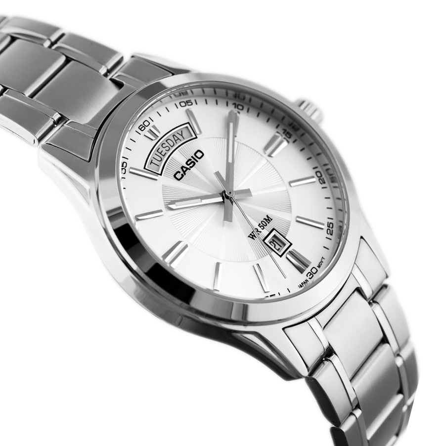 Casio นาฬิกาข้อมือผู้ชาย หน้าปัด DAY-DATE สายสแตนเลส รุ่น MTP-1381 ของ ...