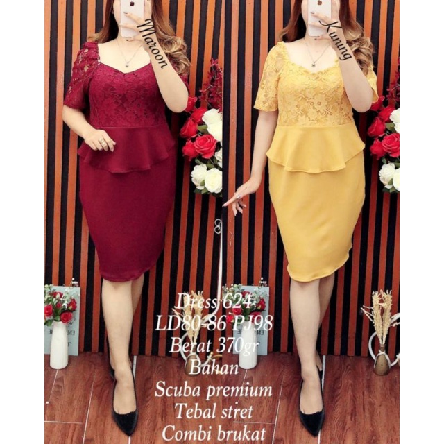 ชุดเดรส Scuba Brocade 624 ld86 pj98 สําหรับผู้หญิง - liselgrosir.th - ThaiPick