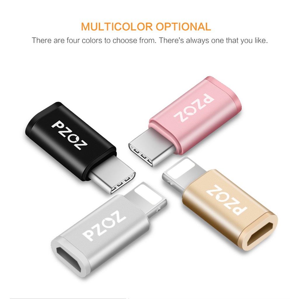 PZOZ Type-C VS Micro USB Adapter to Lightning for iPhone Cable USB ...