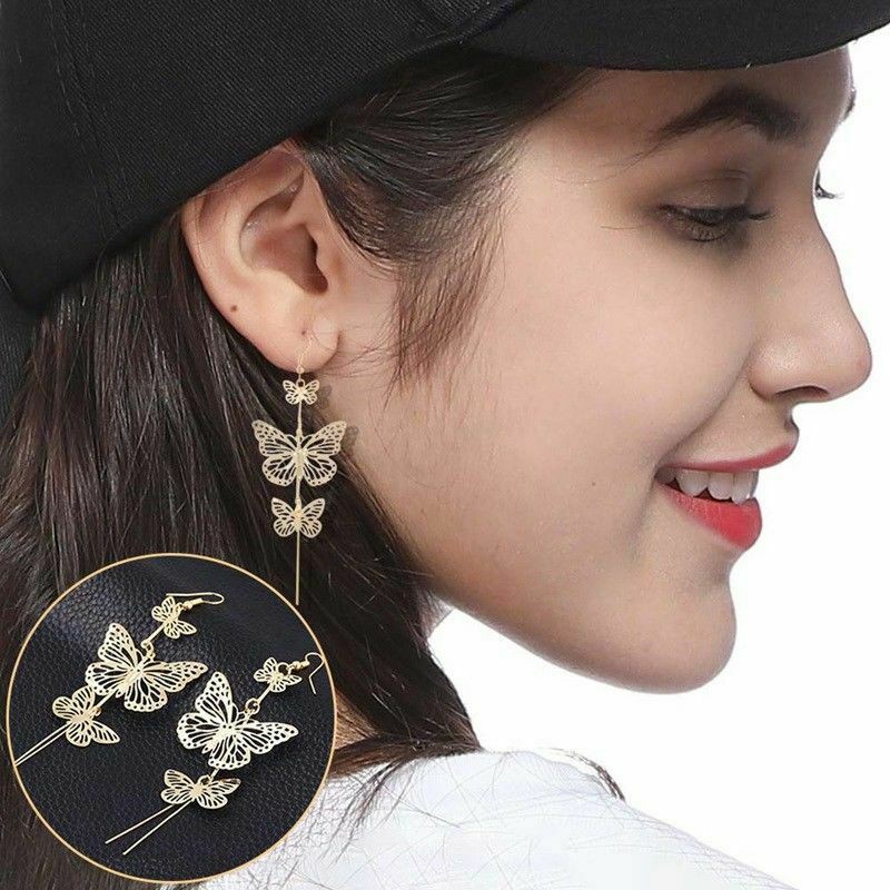 Equalistic New Punk Style Tassel Butterflies Ear Drop Dangle Hook Earrings 1Pair Stylish ...