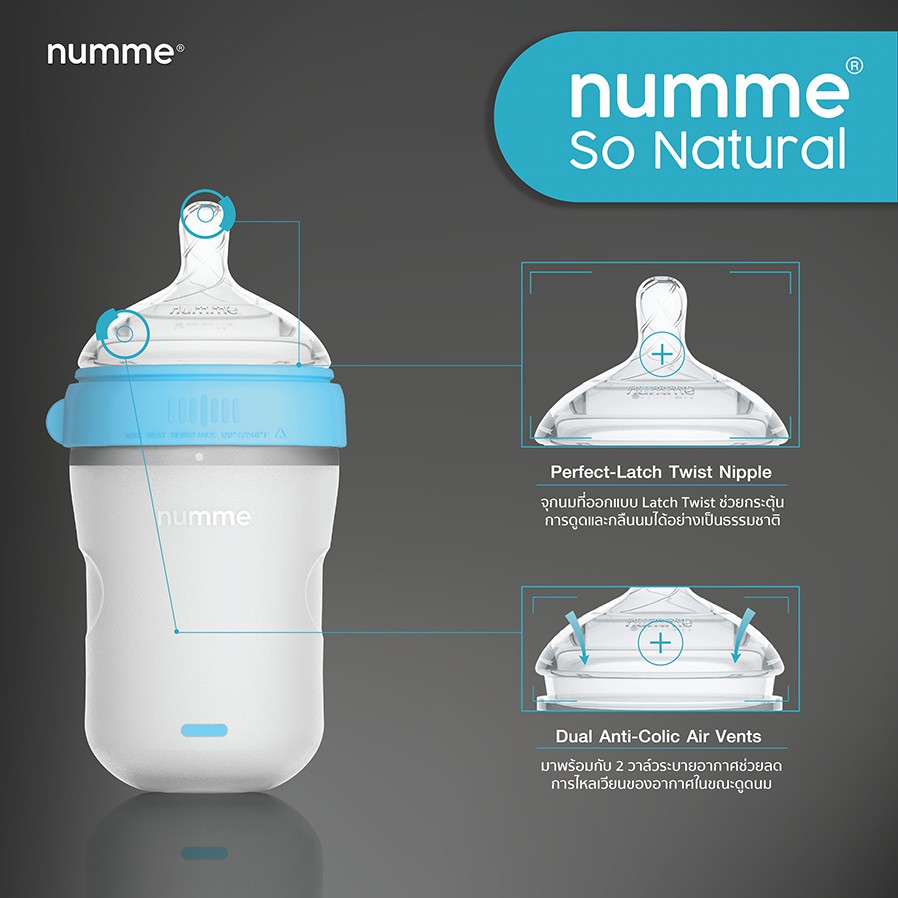 [ของแท้] NUMME Baby Bottle So Natural ขวดนมซิลิโคนนุ่ม นัมเม่ เกรดพรี ...