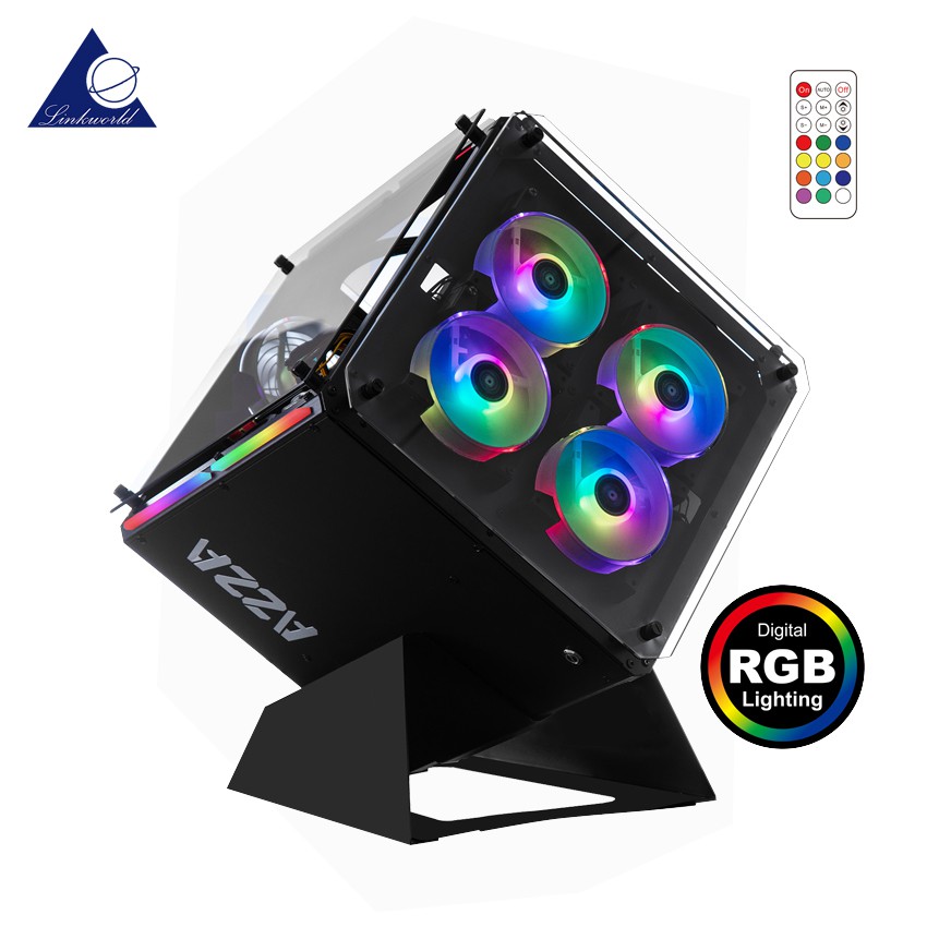 AZZA Innovative Tempered Glass ARGB CUBE 802 With RF Remote control ...
