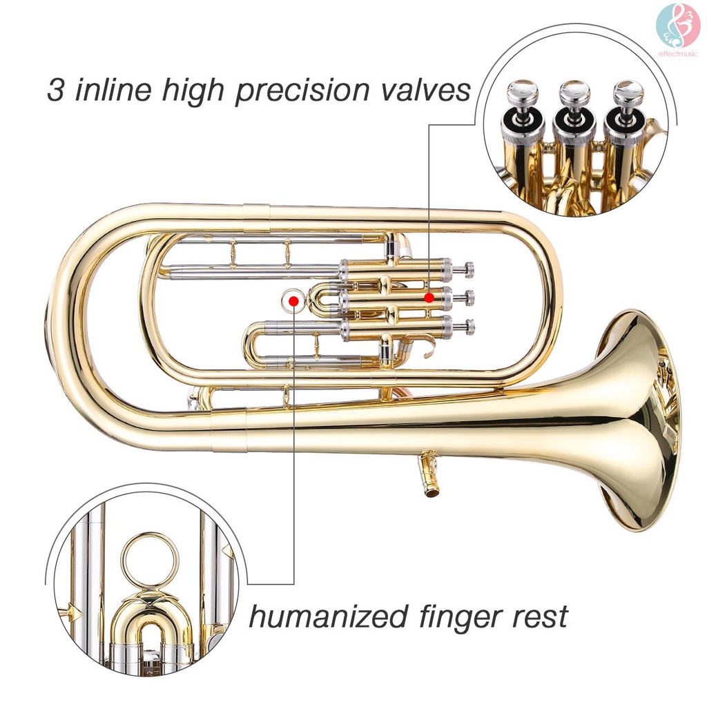 Ammoon เครื่องดนตรีแตร Bb ทองเหลือง Bb Piston-Style สําหรับผู้เริ่มต้น ...