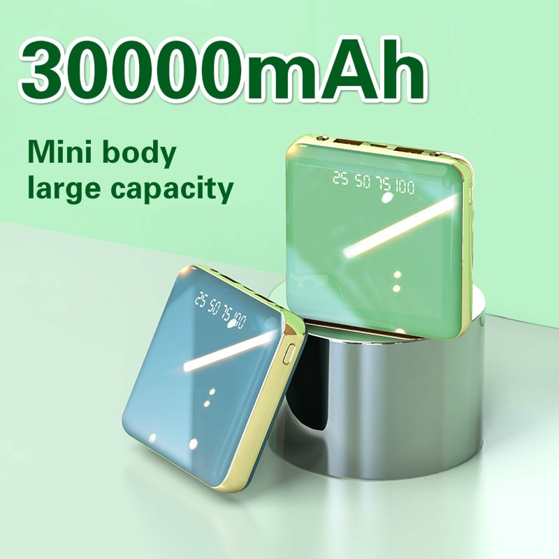 Original 30000mAh Mini Power Bank Fast Charger LCD Type C Dual USB ...
