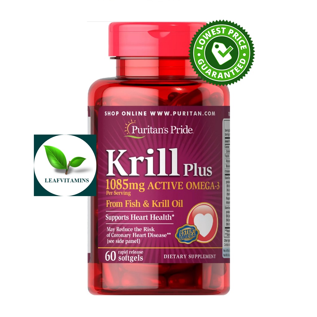 Puritan's Pride Krill Oil Plus High Omega-3 Concentrate 1085 mg / 60 Softgels - leafvitamins ...