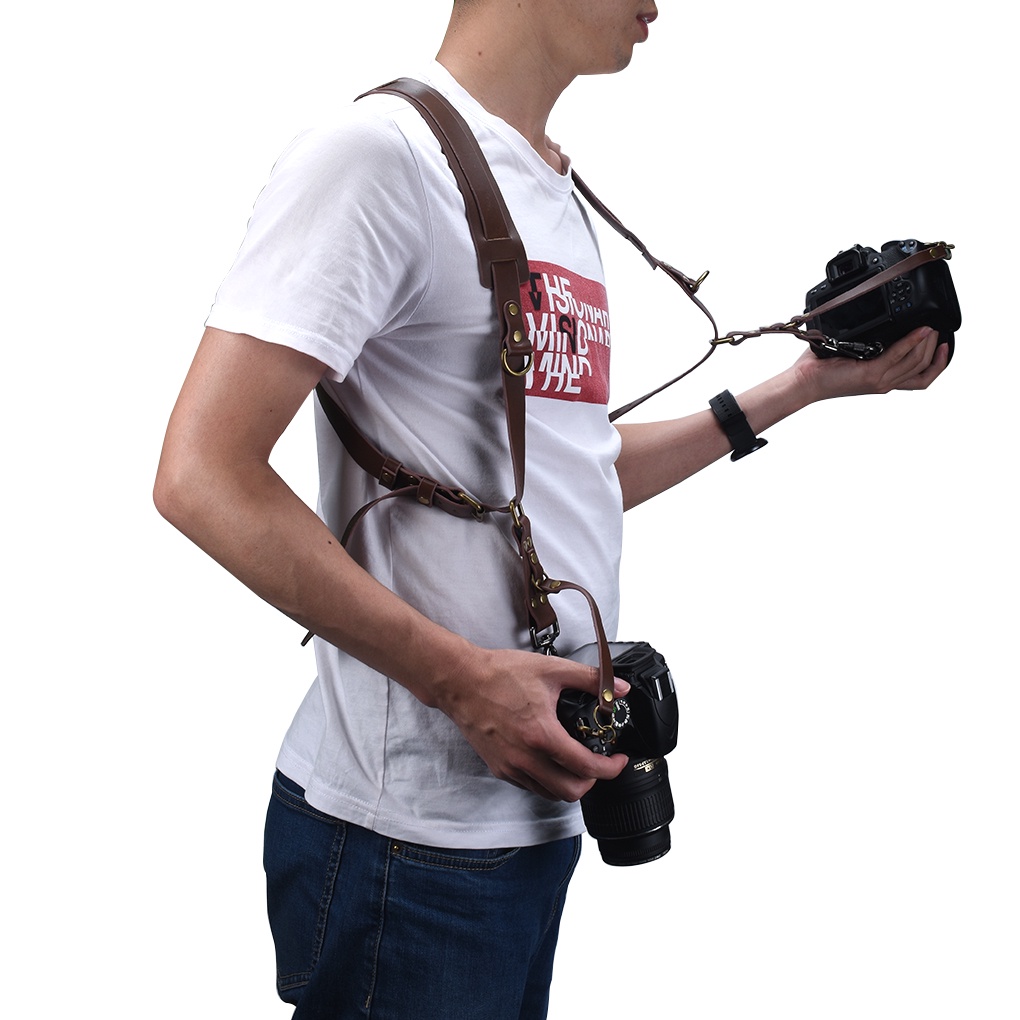 BLeather Digital Camera Shoulder Harness 2 Buckle Clips Adjustable ...