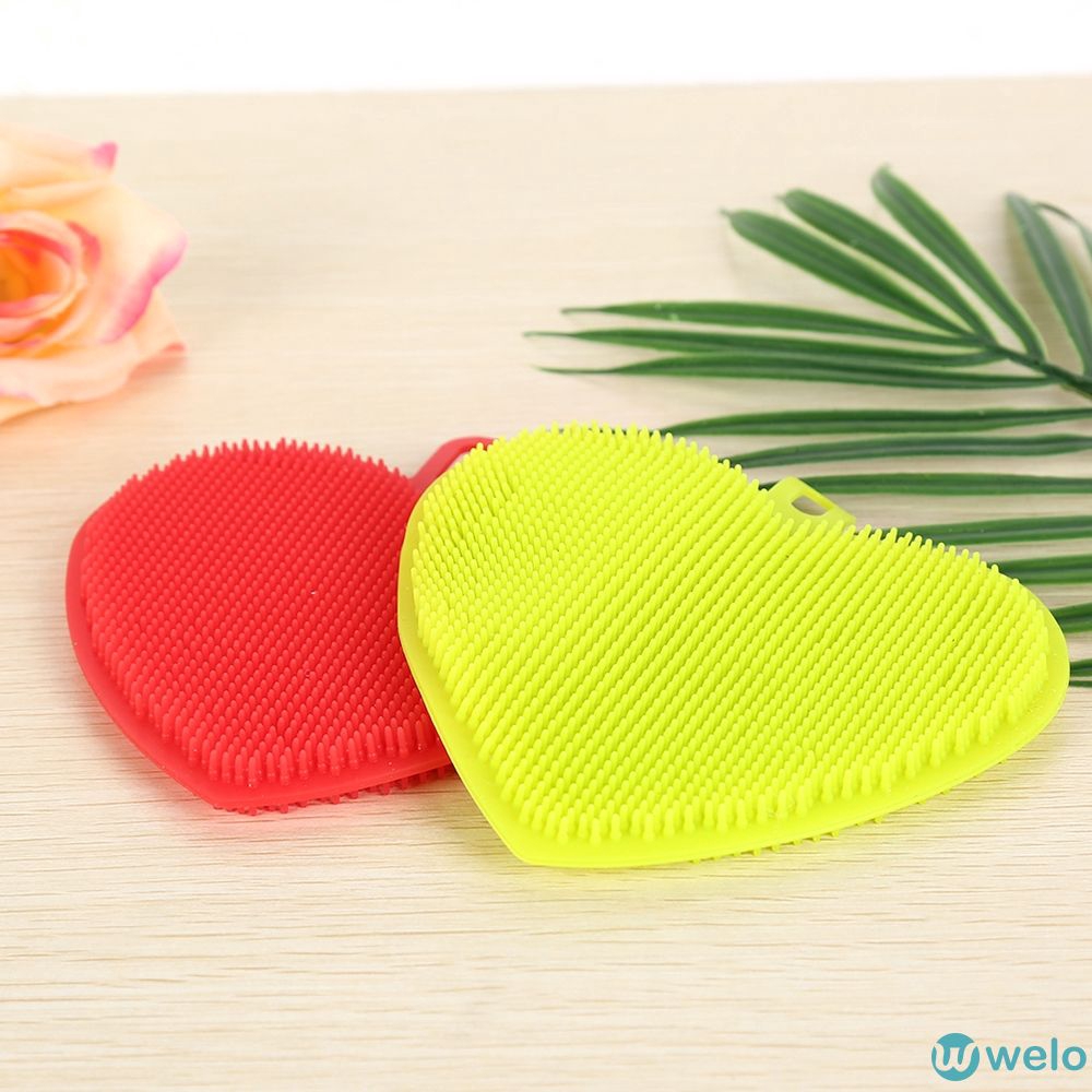 Multifunction Heart Shape Silicone Dish Cleaning Brush Scouring Pad ...