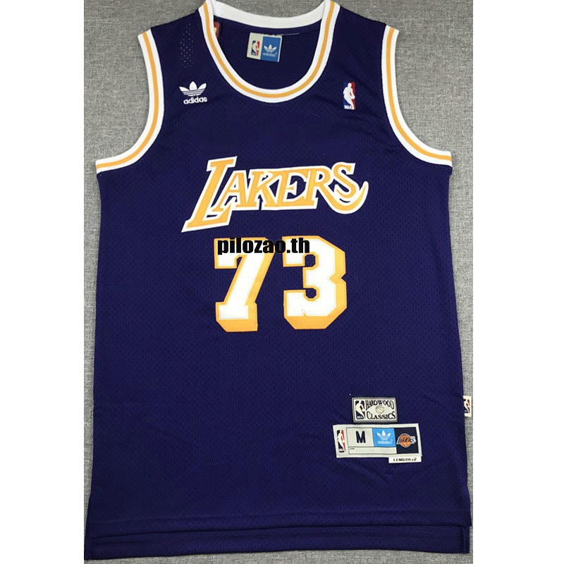 NBA เสื้อผ้าบาสเก็ตบอล Los Angeles Lakers #73 Dennis Rodman ตาข่ายสี ...