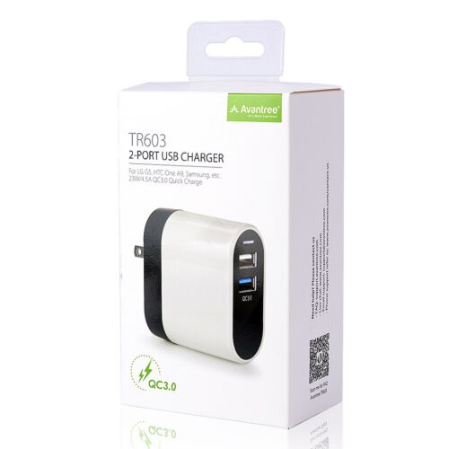 Avantree QC3.0 Fast Charging, 23W/4.5A 2 Port USB Wall Charger | Shopee ...