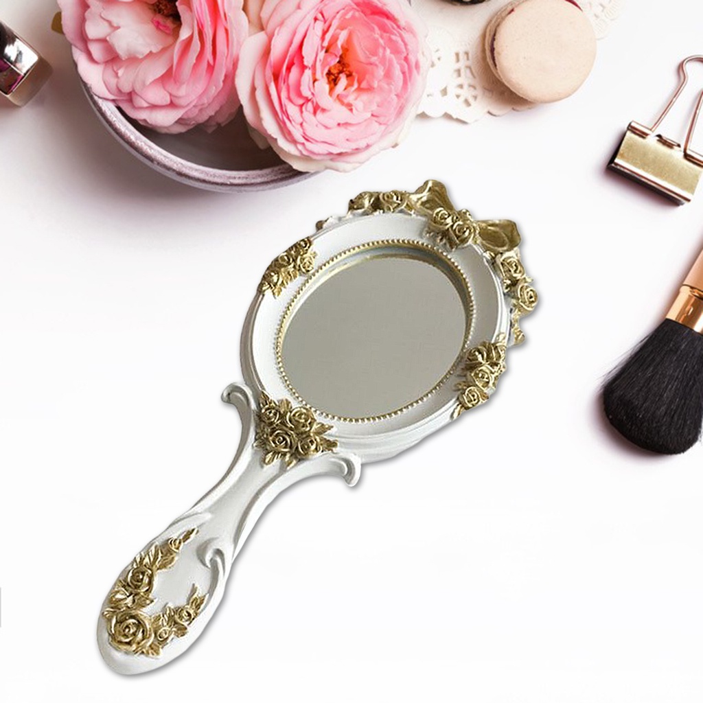 Retro Handheld Makeup Mirror Hand Held Cute Creative Mirrors for Girls ...