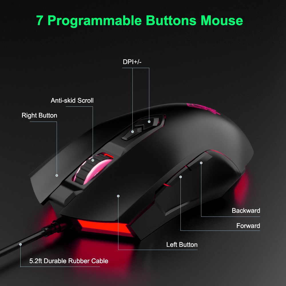 เมาส์：AJAZZ NACODEX AJ52 RGB Backlit Wired Gaming Mouse Adjustable DI ...