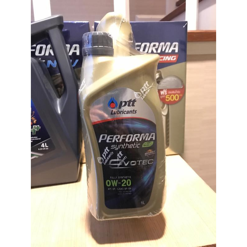 น้ำมันเครื่องเบนซิน 100 Ptt performa synthetic eco Evotec technology 0w-20 ขนาด 3 ลิตรแถม1ลิตร ...
