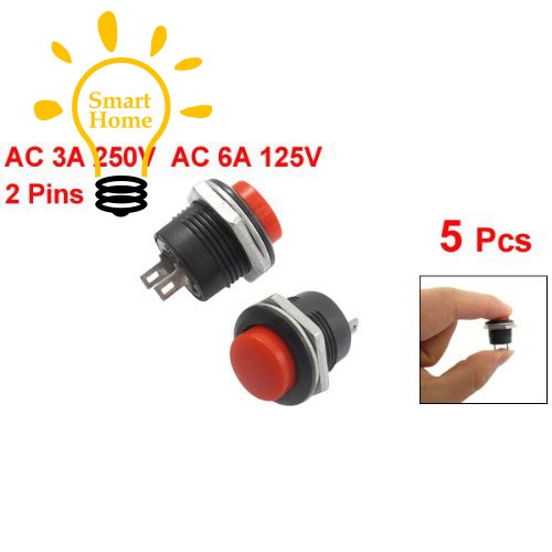 5 x Momentary SPST NO Red Round Cap Push Button Switch AC 6A/125V 3A/250V | Shopee Thailand