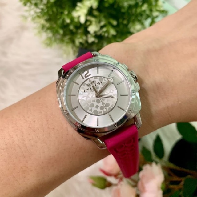 (ผ่อน0%) นาฬิกา COACH BOYFRIEND WOMEN'S QUARTZ WATCH 14503145 สายยาง สี ...