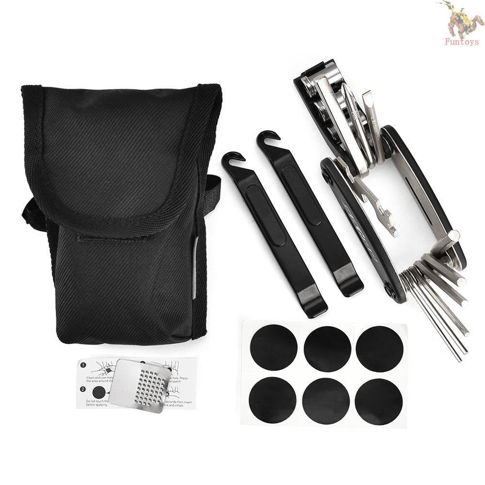 FUN.T Bicycle Repair Tool Kit 16 in 1 Multifunction Bike Fix Tools with ...