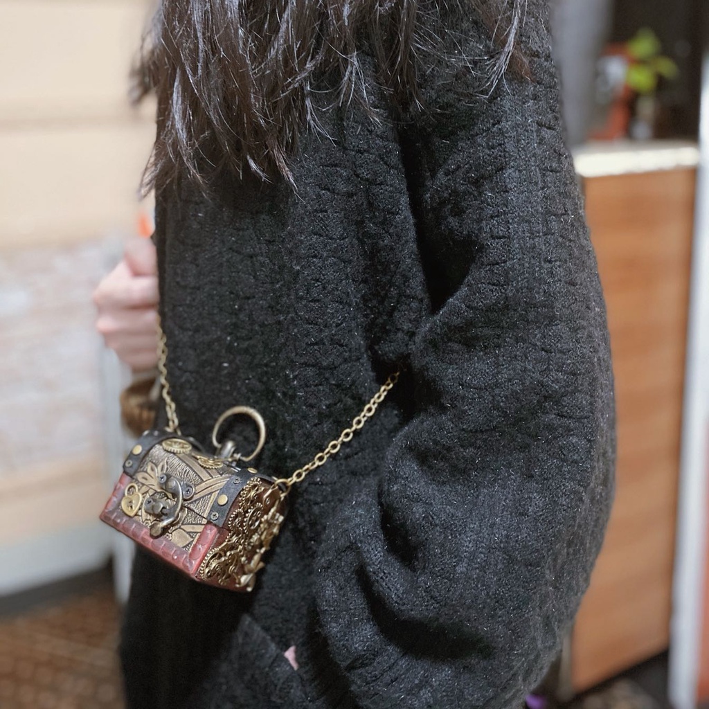 Steampunk Box Shape Chain Crossbody Bag for Women Vintage Hip Hop Purse ...
