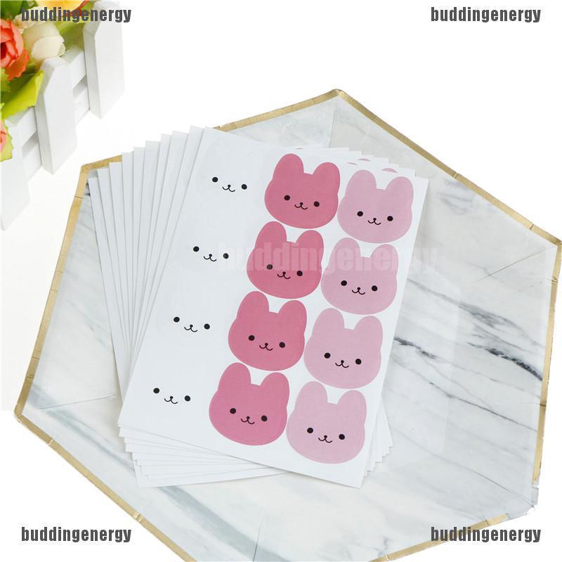 OutdoorHome120Pcs DIY Seal Sticker Tricolor Bunny Rabbit Label Stickers ...