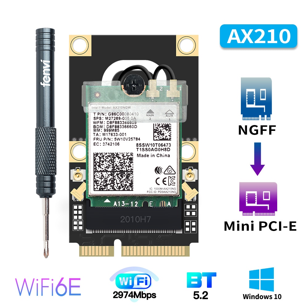 m.2 เพื่อ mini-pci-e-wi-Fi อะแดปเตอร์ Intel ax210ngw 9260 ax200 ไร้สาย ...
