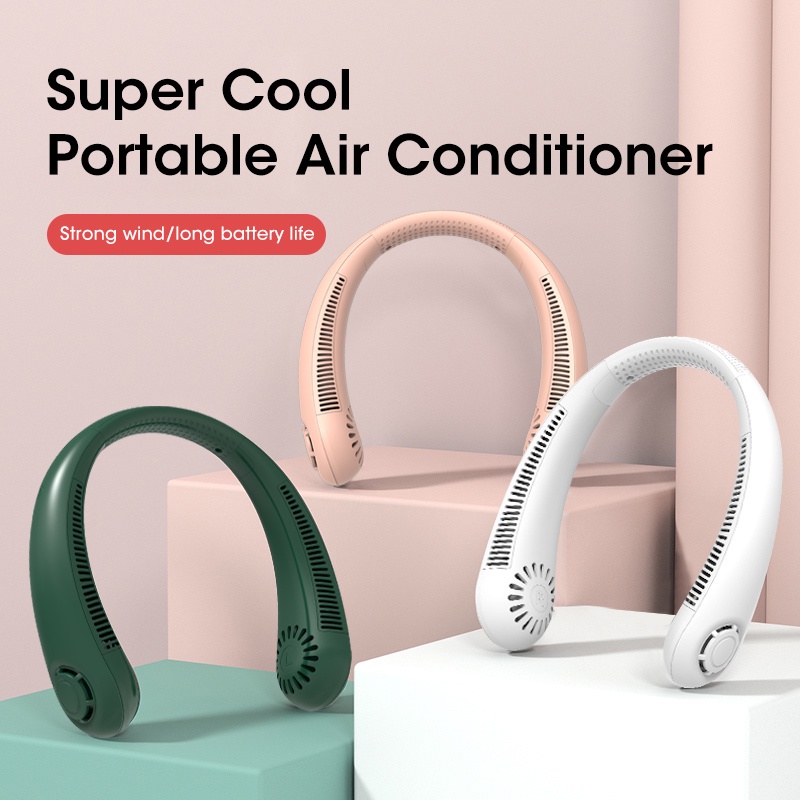 Portable Hanging Neck Fan USB Rechargeable Mini Fan Bladeless Mute Fans ...