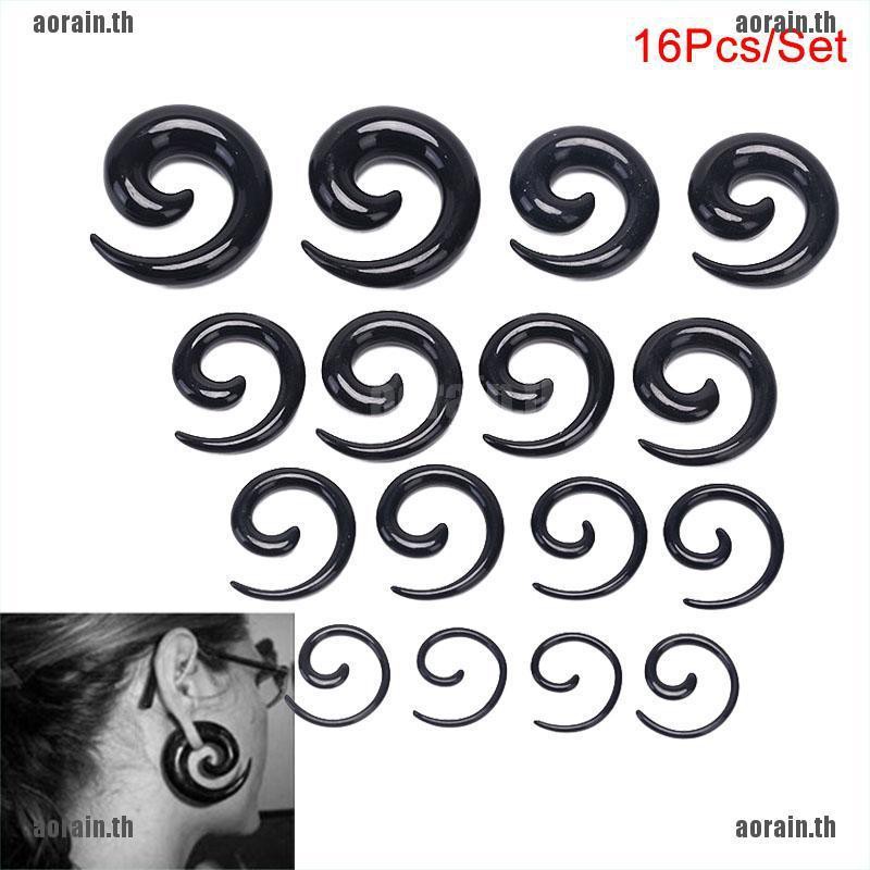 AG 16Pcs/Set Spiral Taper Flesh Tunnel Ear Stretcher Expander ...