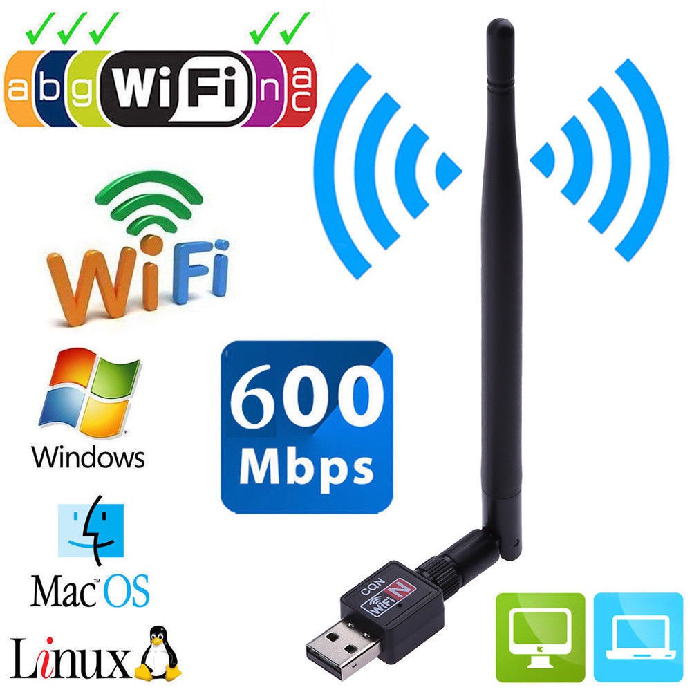 ตัวรับสัณญาณ Wifi Usb Wifi Wireless Adapter Network 600 Mbps With Antenna Shopee Thailand