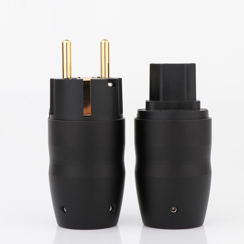 ใหม่ Preffair P091 ปลั๊กไฟอลูมิเนียมชุบทอง 24K ชุบโรเดียม hifi IEC ตัวเมีย ปลั๊ก EU Schuko ...