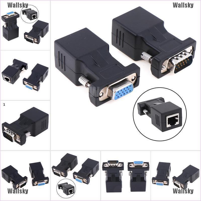Wallsky VGA Male Female to RJ 45 15 Pin Network Adapter Connector LAN ...