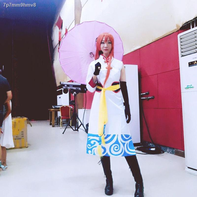 คุณภาพสูง ㍿ [pro Manyuan] อะนิเมะ Gintama future Kagura cos เสื้อผ้า cheongsam วิกผมกิ๊บรองเท้า ...