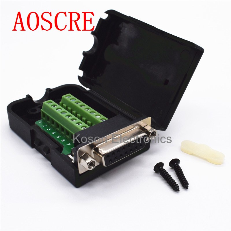 DB15 Connectors D-SUB Female 2 Row 15 Pin Plug Breakout Terminals Board ...