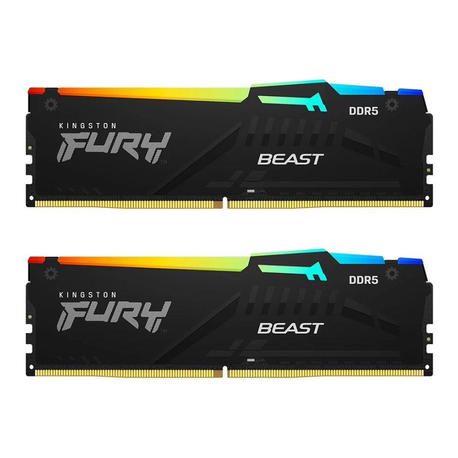 KINGSTON 16GB (8GBx2) DDR5 5200MHz RAM (หน่วยความจำ) FURY BEAST DDR5 RGB (BLACK) (KF552C40BBAK2 ...