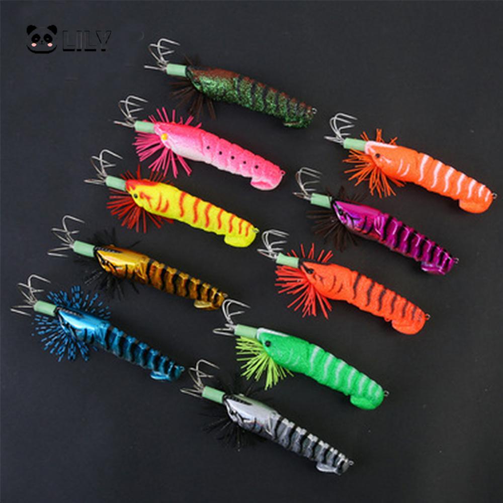 Burle 5pcs/lot 5 Sections Luminous Soft Shrimp Lead Jig Head Hook Softbait Lure Bait Shrimp Type ...