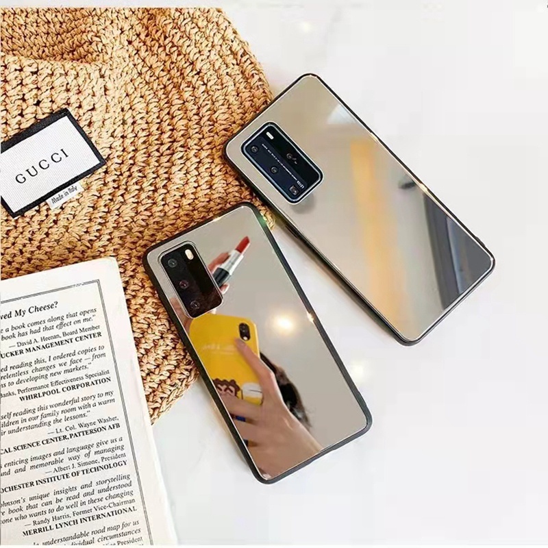 เคสโทรศัพท์มือถือ TPU ป้องกัน หรูหรา มีกระจกแต่งหน้า สีดํา สําหรับ HUAWEI Mate30 40 Pro P30 P40 ...
