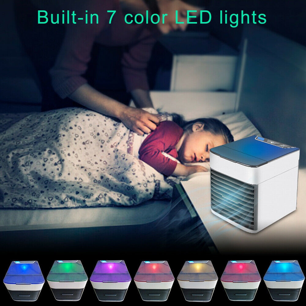 Mini Air Conditioner Air Cooler Fan 7 Colors Light USB Portable Air ...