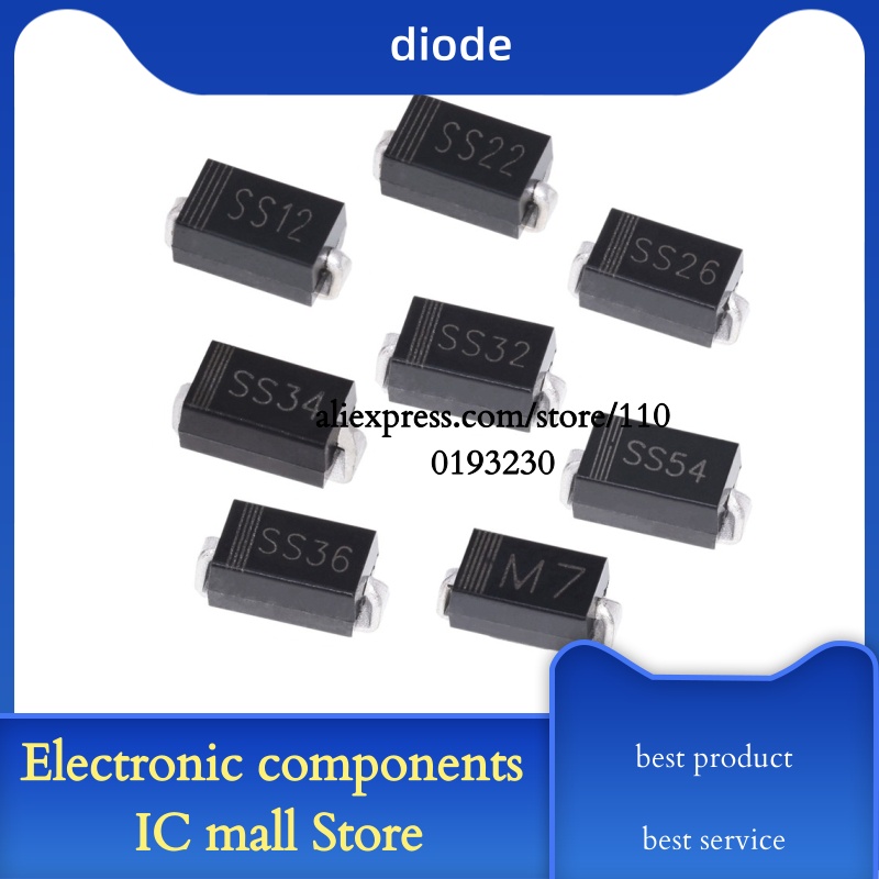 ชุดไดโอดช็อตสกี 1N4001 1N4004 1N4007 1N5408 UF4007 FR207 1N5817 1N5819 1N5822 1N4148 RL207 200 ...