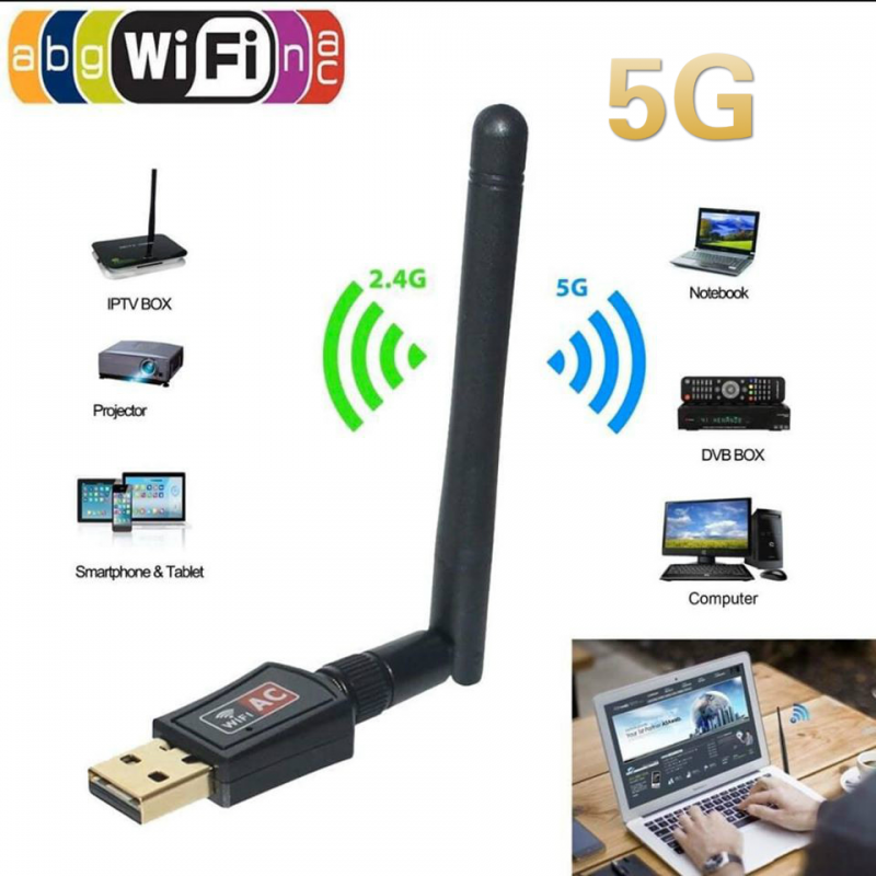 600mbps-2db 150m Usb Ac 2.4g 5g พร้อมเสาอากาศรับสัญญาณตัวรับสัญญาณ Wifi ...