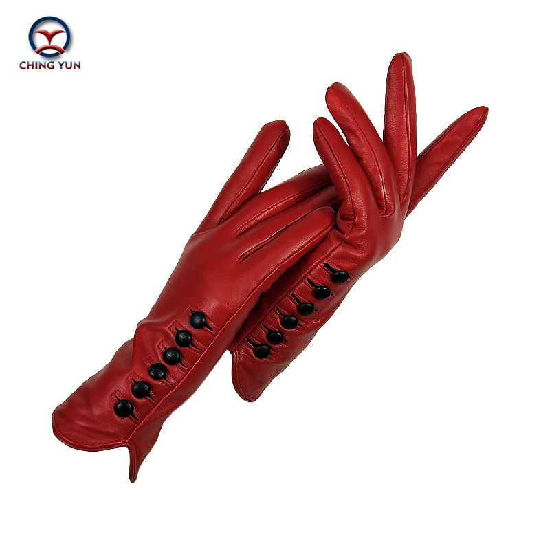 Please COD CHING YUN New Women Gloves Genuine Leather Winter Autumn ...