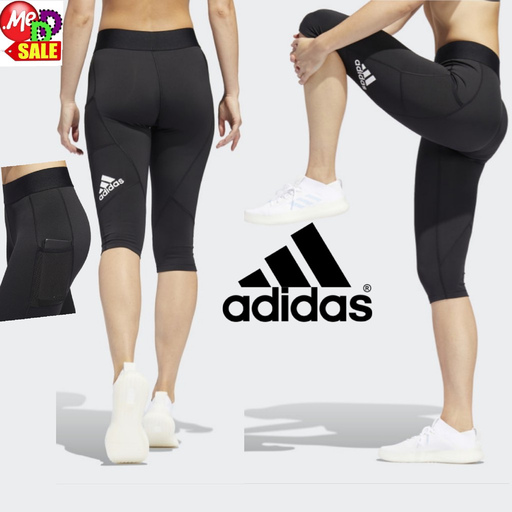 Adidas ใหม่ กางเกงรัดกระชับกล้ามเนื้อรัดรูป มีกระเป๋าผ้าตาข่าย Adidas