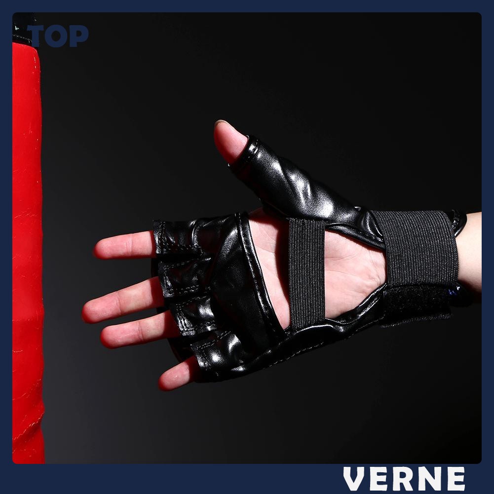 Cod-ver Half Finger Fighting MMA Boxing Sports PU Leather Gloves Sanda ...