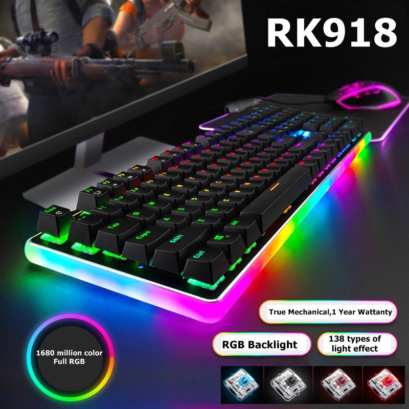 Royal Kludge RK918 Full RGB Backlit Wired Mechanical Keyboad - Gateron ...