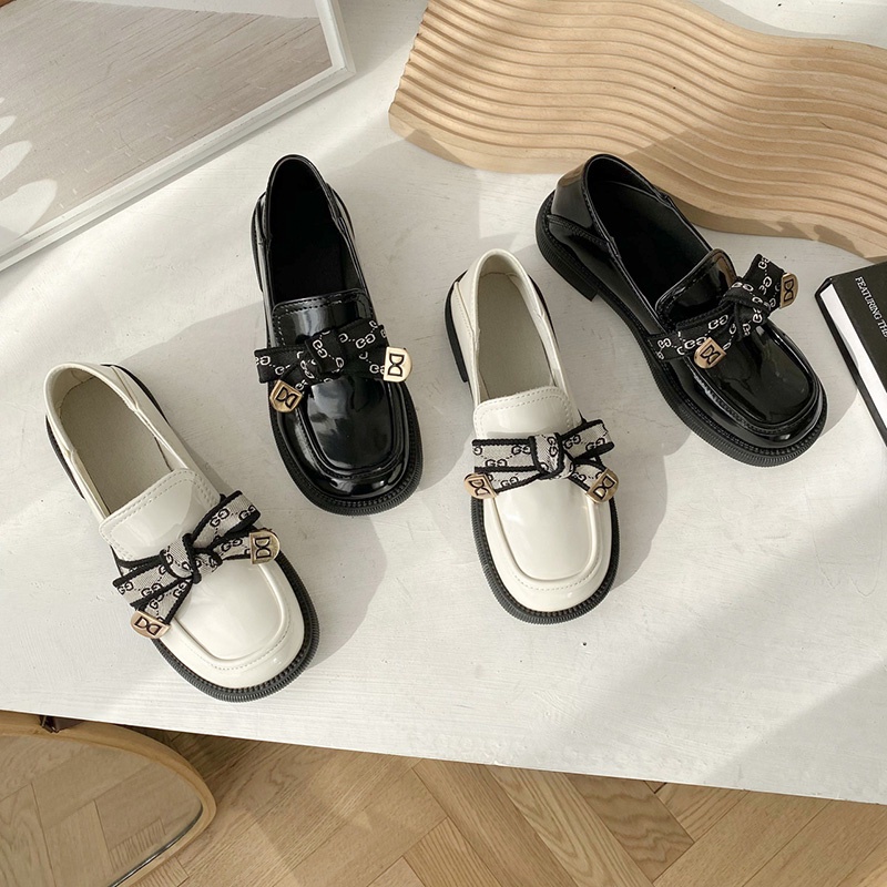 Fairy style bow flat bottom slip-on loafers 2022 spring new British ...