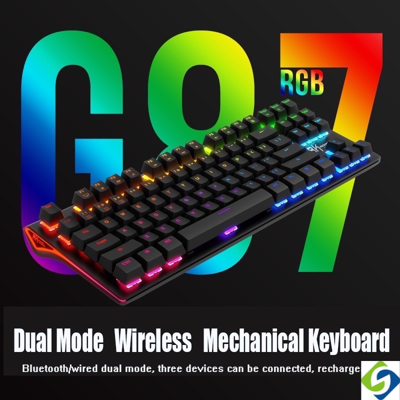 คีย์บอร์ดเล่นเกมไร้สายบลูทูธ 3 . 0 Rk G87 G87 Wireless Mechanical ...
