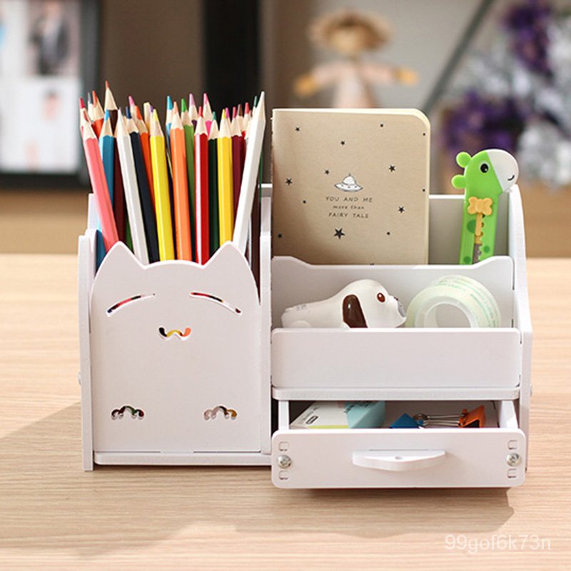 Multi-function 4 Grid Desktop Pen Holder Office School Stationery ...