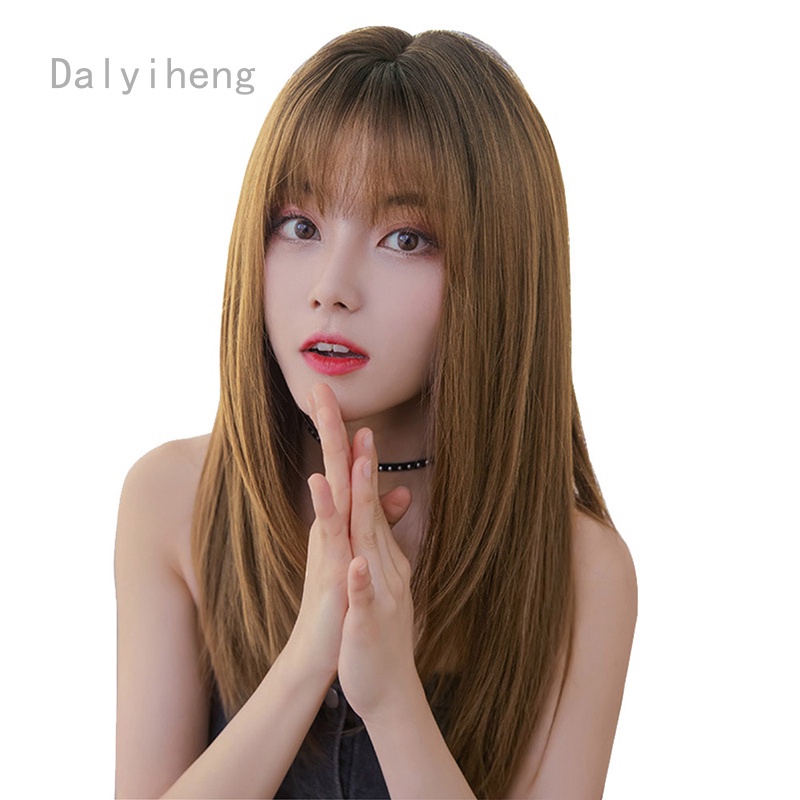 Realistic Natural Long Straight Hair Air Bangs Wig Fluffy Net Hair ...