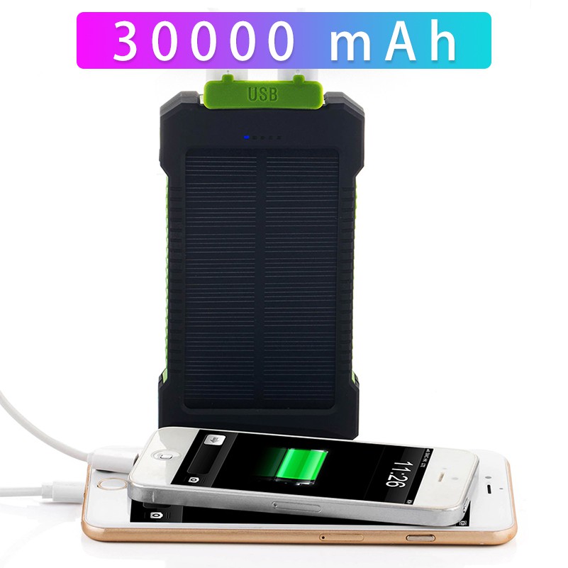 30000mAh Solar Power Bank For Xiaomi iPhone Samsung Powerbank Dual USB ...