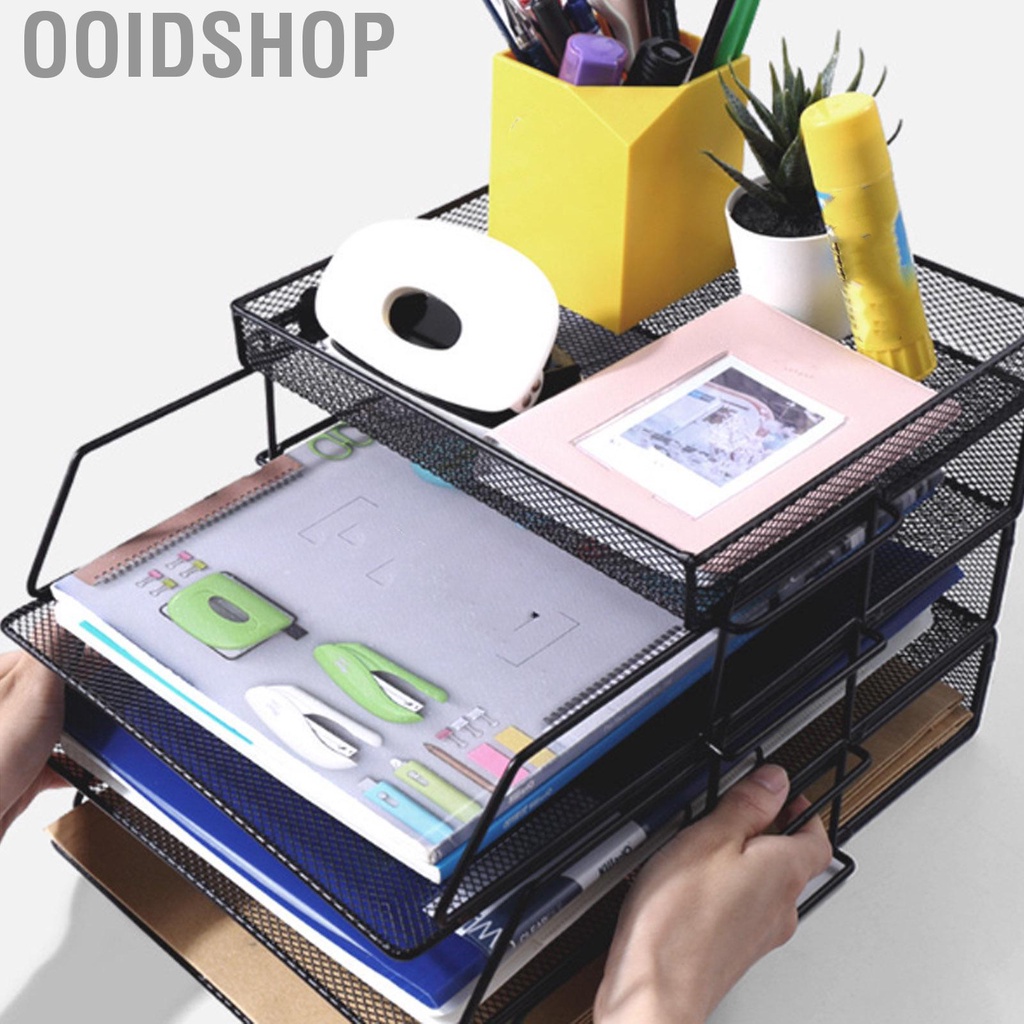 Ooidshop 2-Tier Mesh Desktop File Document Letter Tray Holder Rack ...