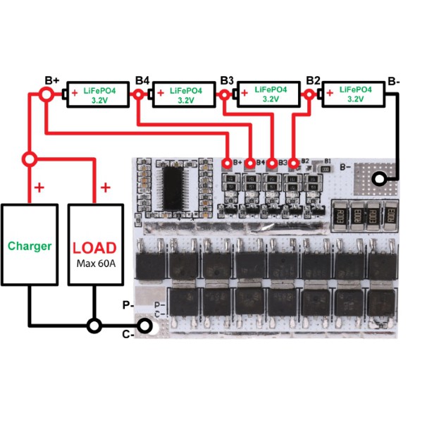 12V 100A 4S BMS Li-ion LiFePO4 LiFe Lithium Battery Protection Circuit Board วงจรป้องกัน ...