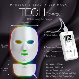 Project E Beauty Photon Skin Rejuvenation Face & Neck Mask | Wireless ...