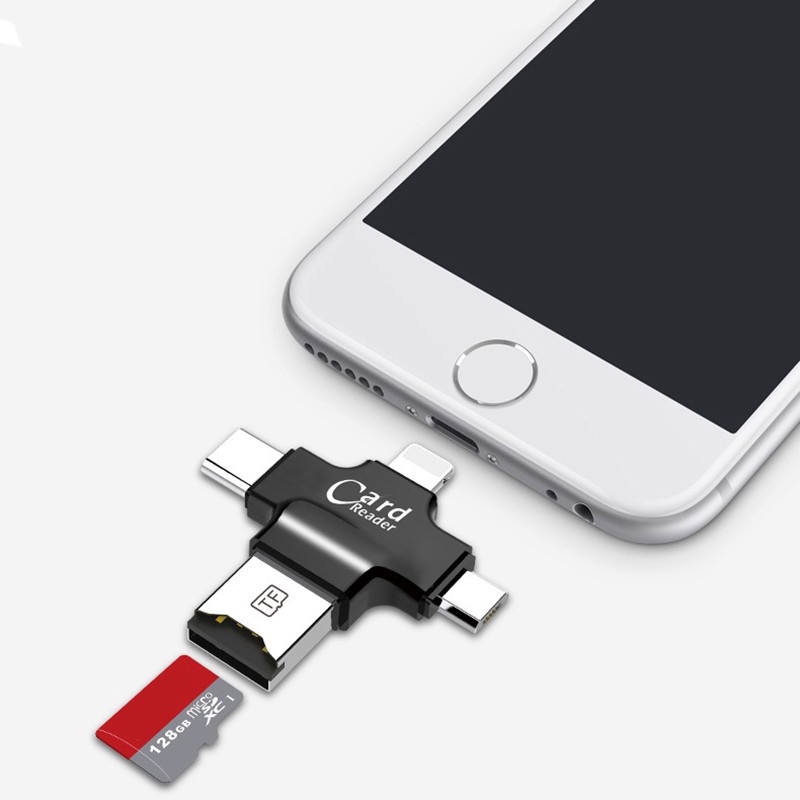 การ์ดรีดเดอร์4 In 1 Micro Usb / Lightning / Type C / Usb Iphone & Android การ์ดรองรับ Micro Sd ...